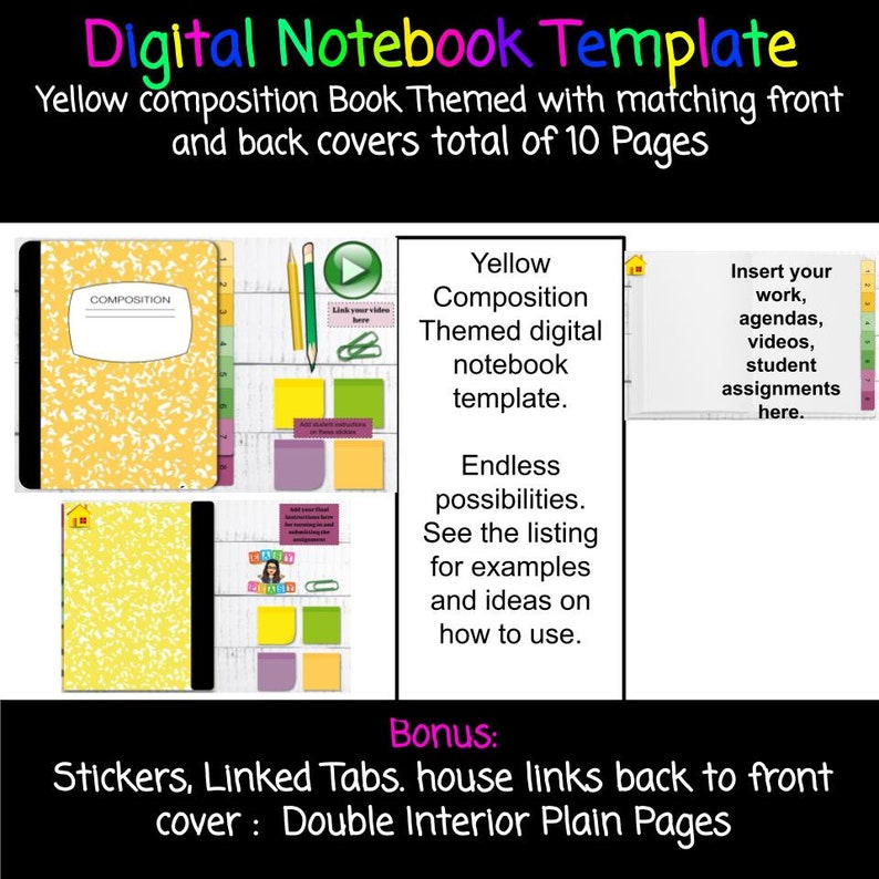 Digital Notebook Template Digital Teacher Planner Digital Journal ...