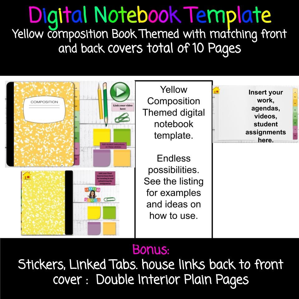 Digital Notebook Template| Digital Teacher Planner| Digital Journal ...