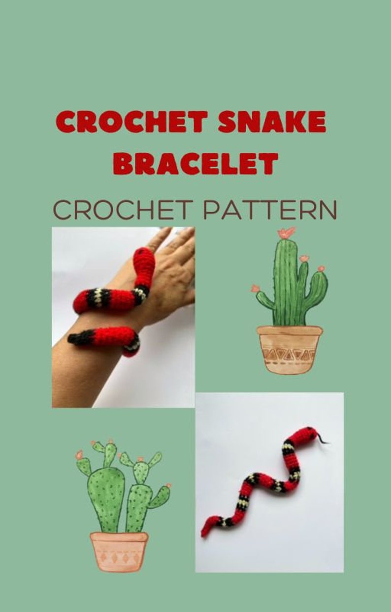 Crochet PATTERN Coral Snake | Crochet Bracelet Snake Amigurumi Pdf in ...