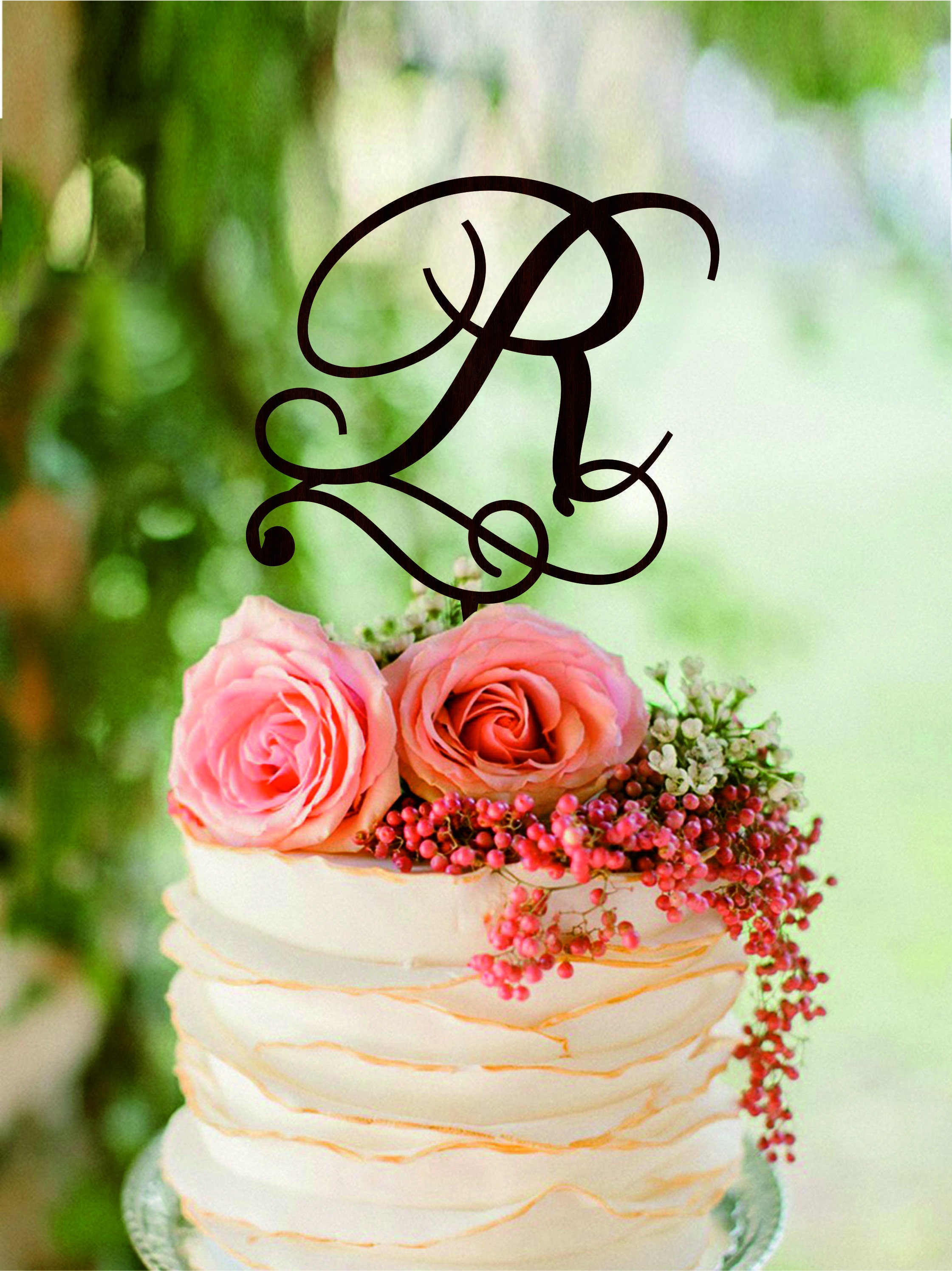 R letter wedding cake toppers Initial cake topper personalised | Etsy