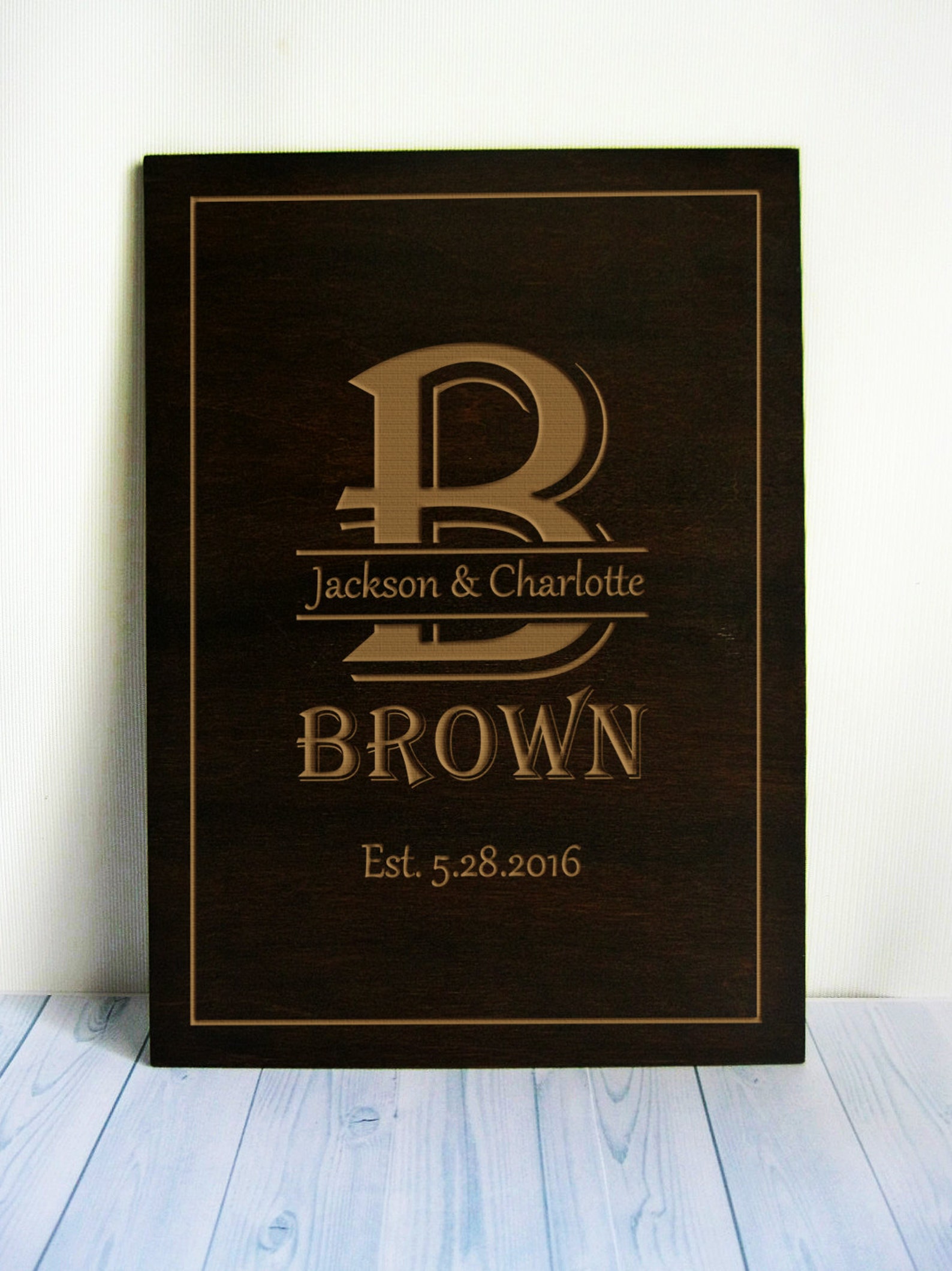 Monogrammed Wood Wedding Gift Personalized Gift Monogram First - Etsy