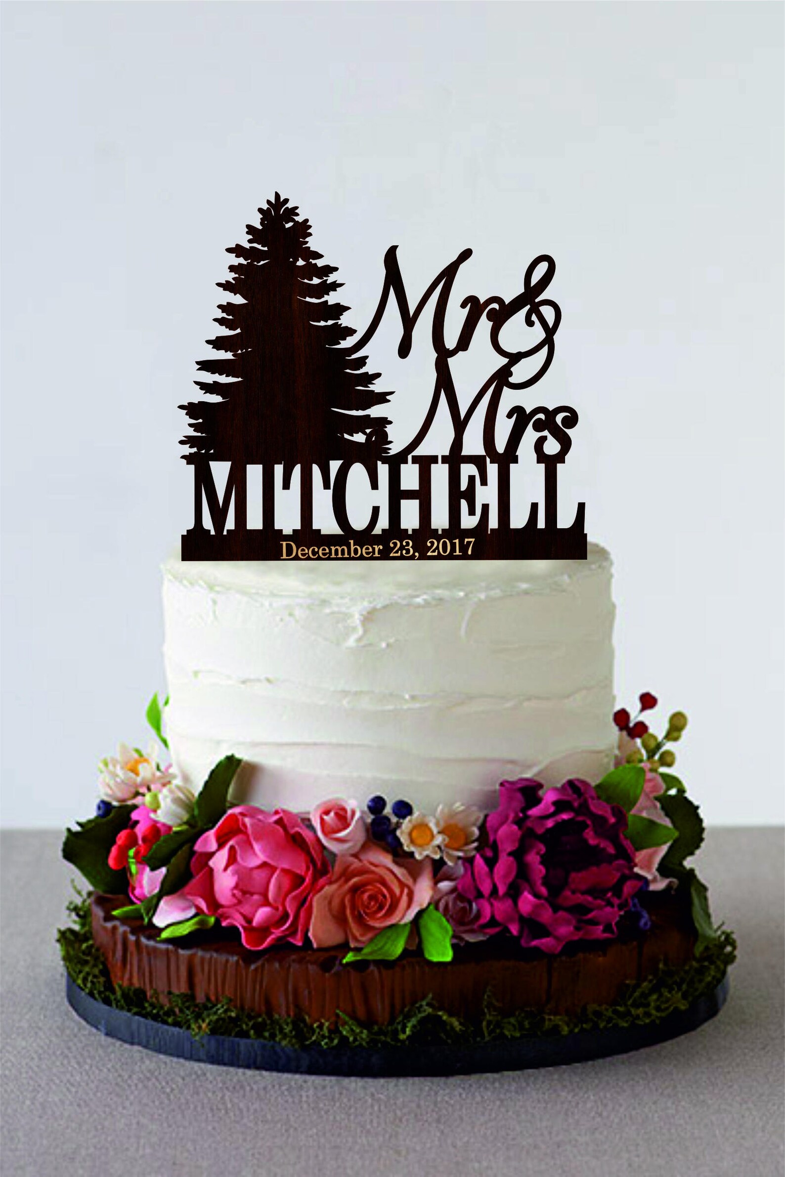 Christmas Tree Wedding Cake Topper Personalized Cake Topper - Etsy