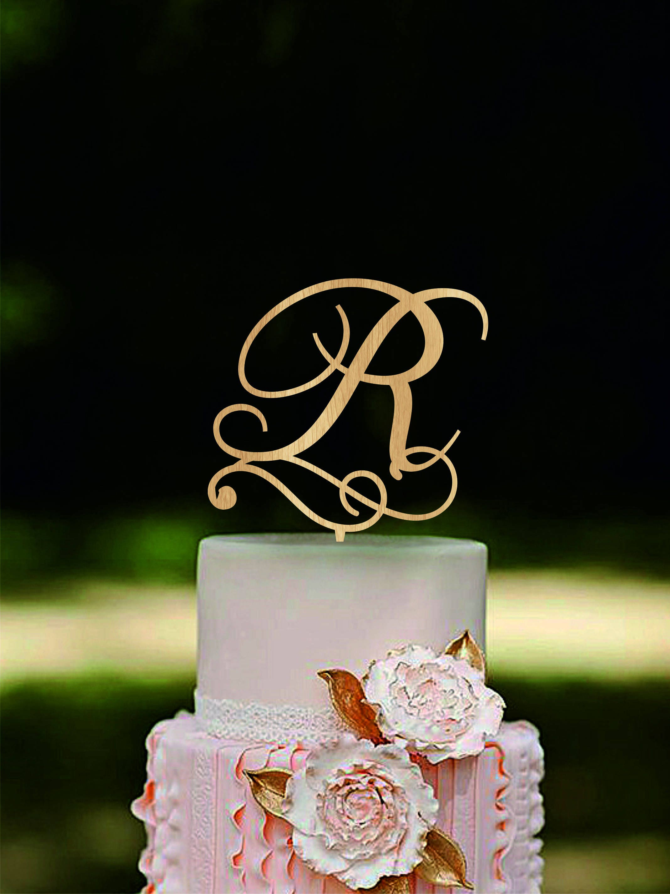 R letter wedding cake toppers Initial cake topper personalised | Etsy