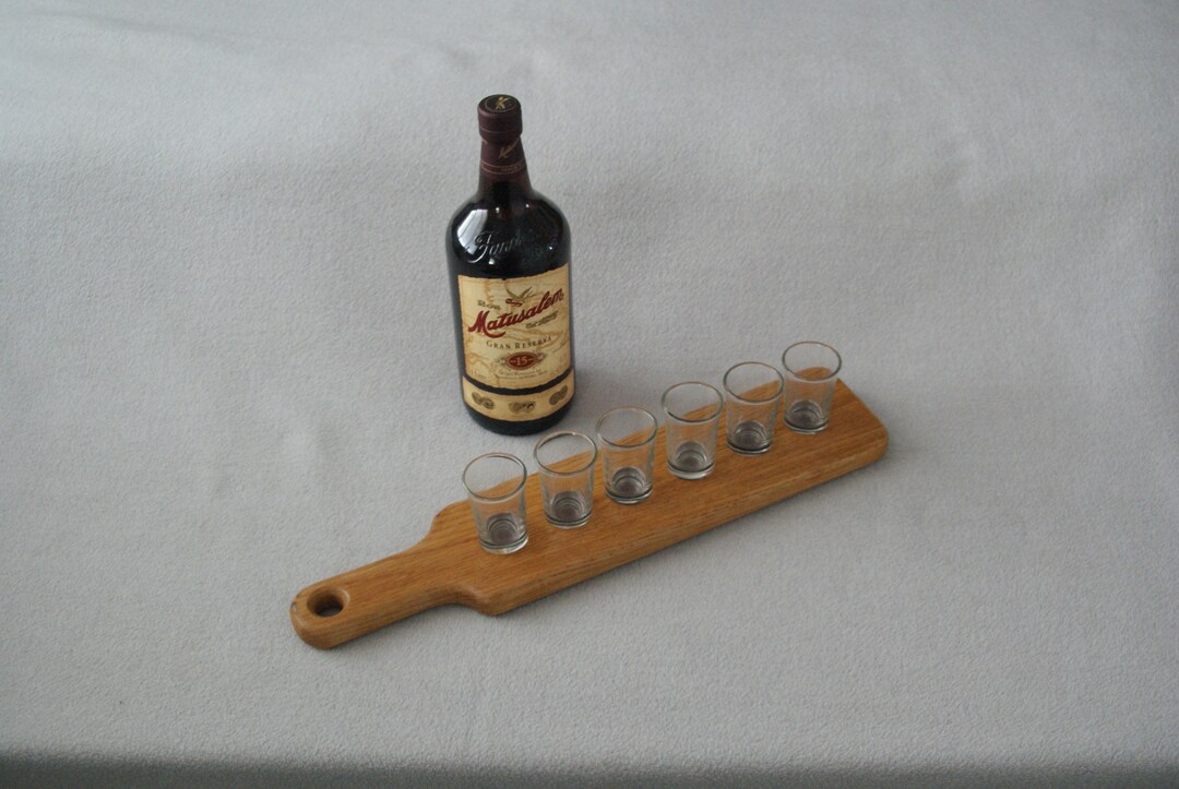 Shot Paddle With Shot Glasses Reclaimed Oak - Shot Flight - Drinks ...