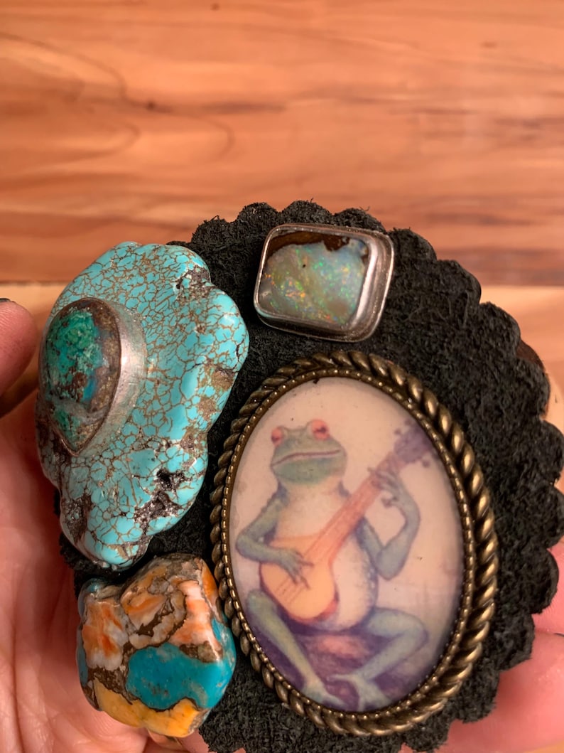 For Sale Native American Made Australian Boulder Opal Banjo Frog Spiny ...