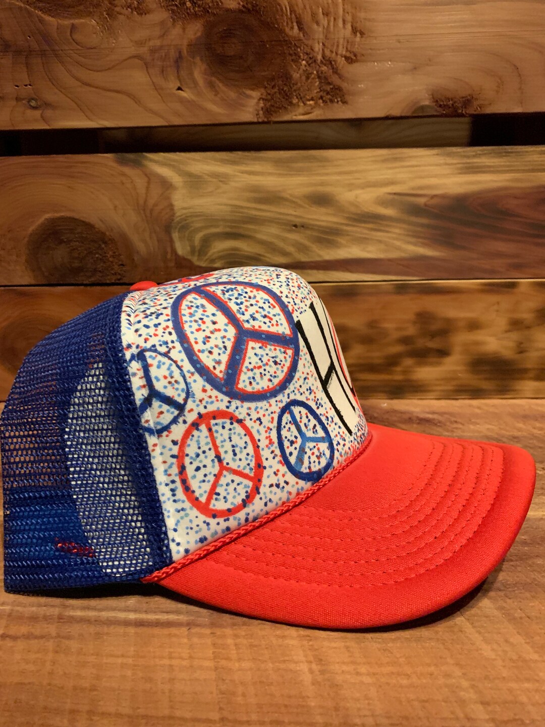 Custom Trucker Hat: Peace Sign Design, Adjustable Fit - Etsy
