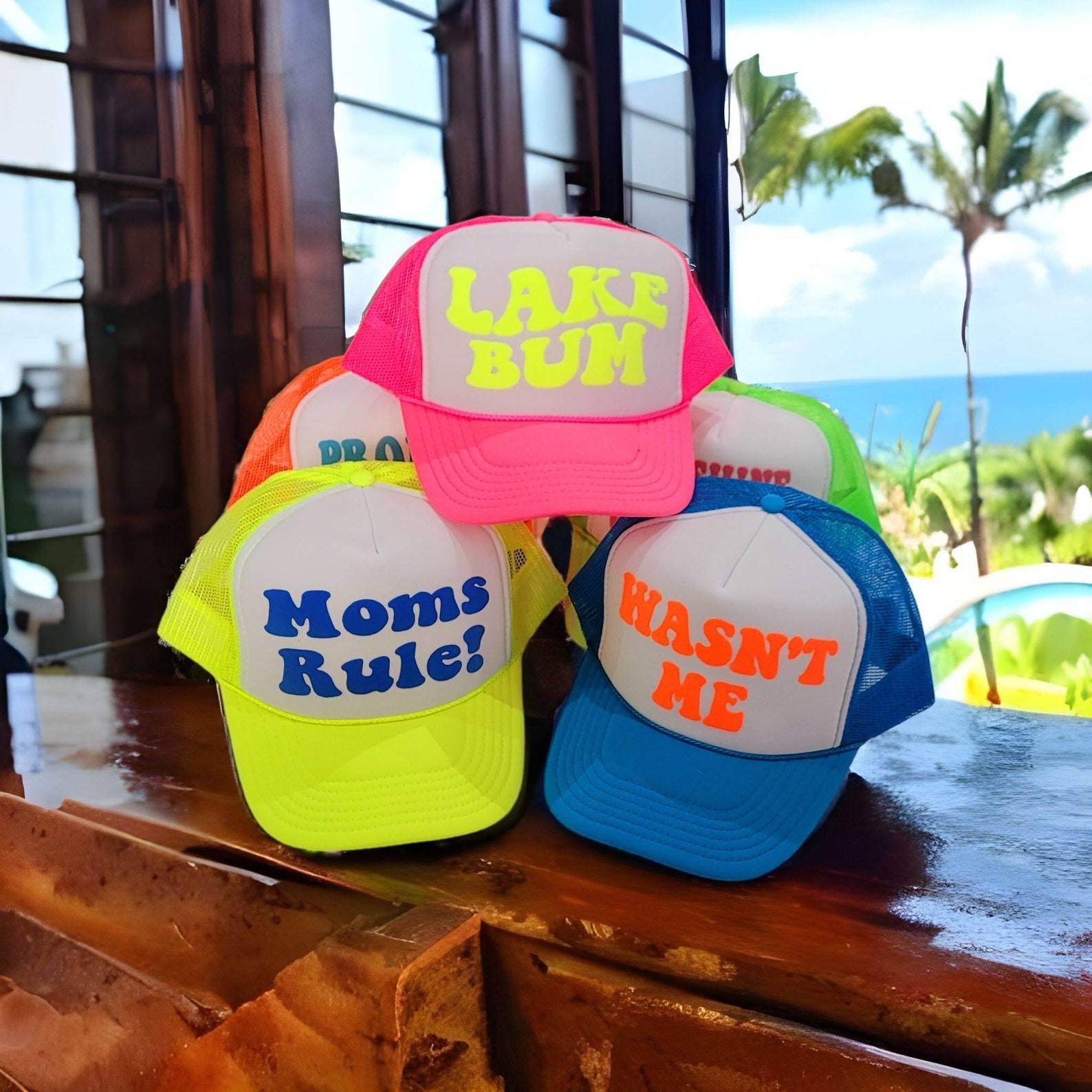 Customizable Puff Print Trucker Hats, Bachelor Party Crew Cap, Neon ...