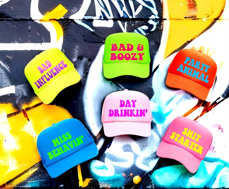 Neon Party Trucker Hats/ Pool Party / Beach Vacation / - Etsy