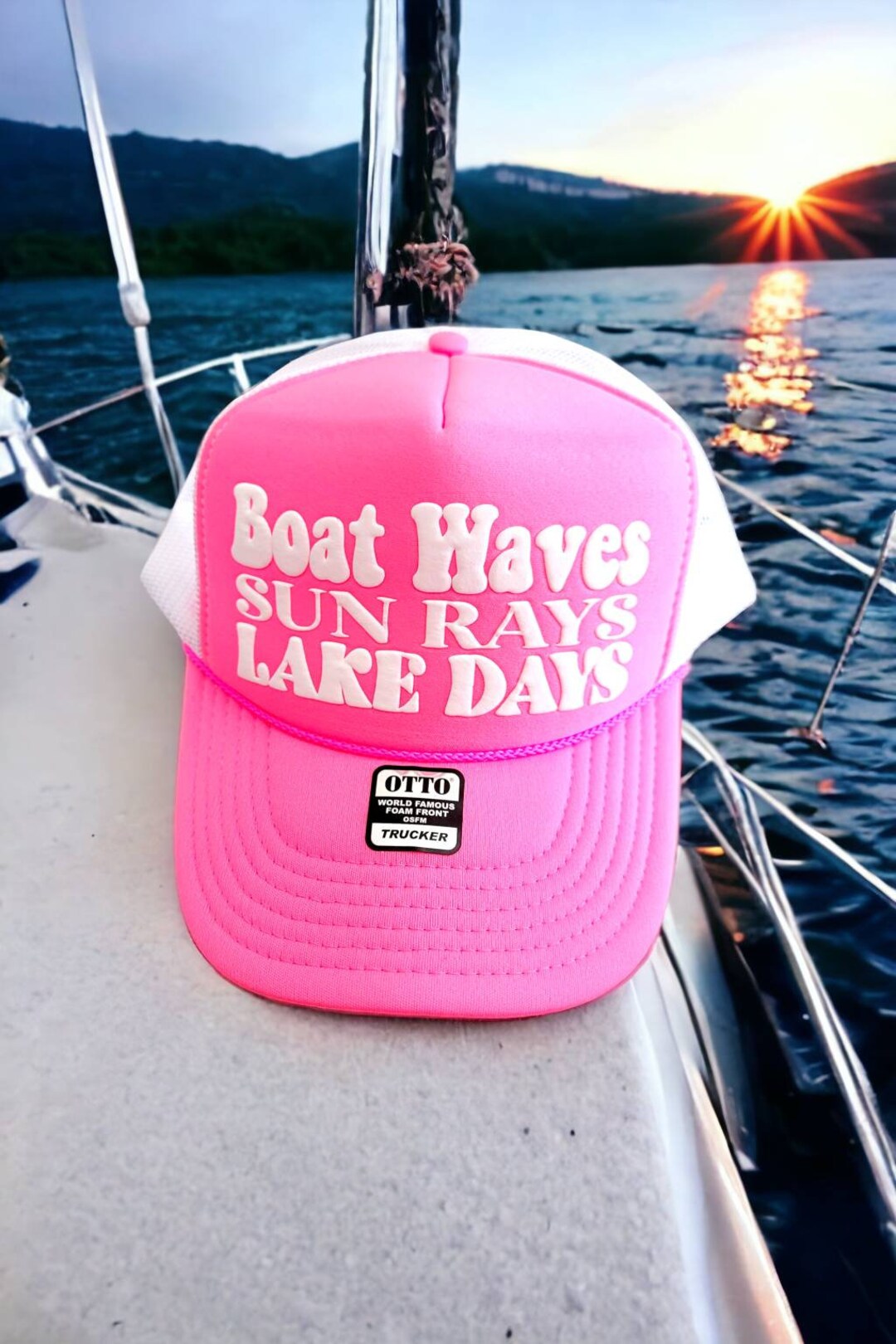 Boat Days Hat, Puff Print Hat, Lake Waves Hat - Etsy
