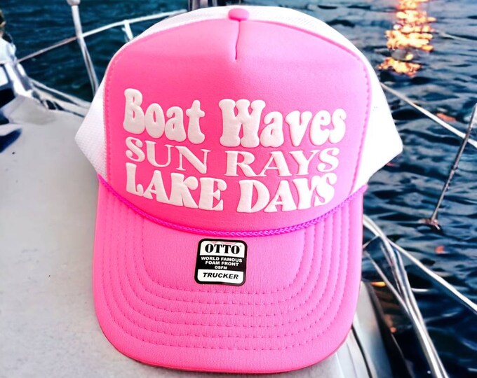 Boat Days Hat, Puff Print Hat, Lake Waves Hat - Etsy