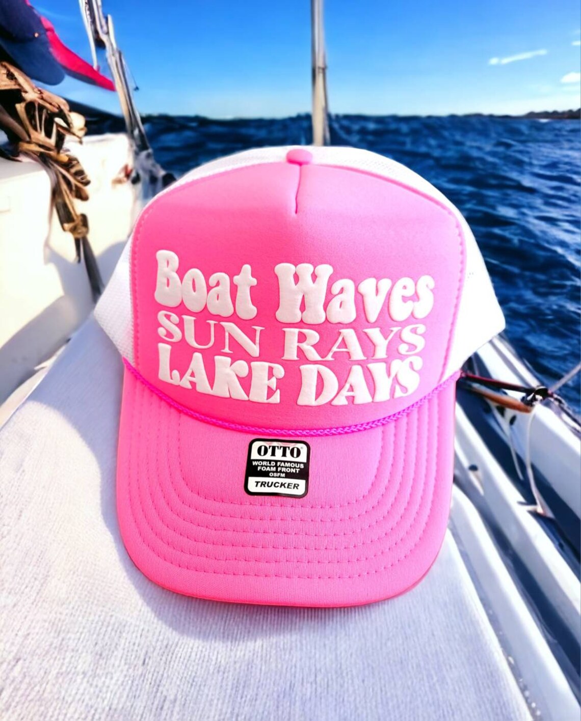 Boat Days Hat, Puff Print Hat, Lake Waves Hat - Etsy