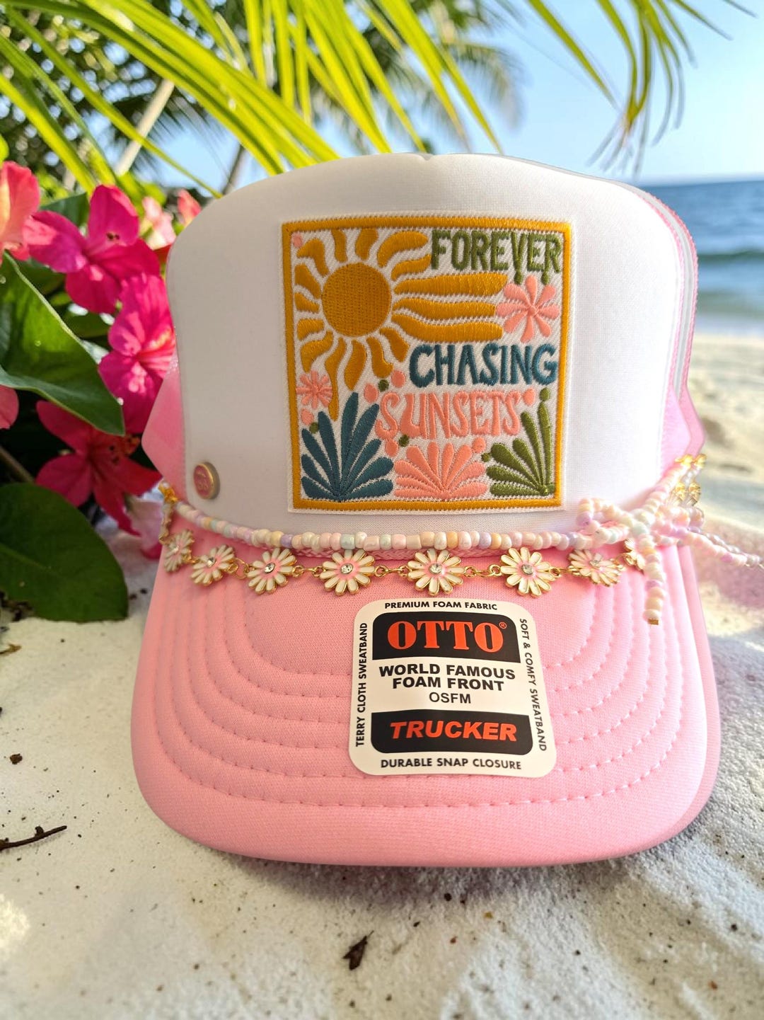 One of a Kind Chasing Sunsets Trucker Hat, Beach Vibes Patch Cap - Etsy