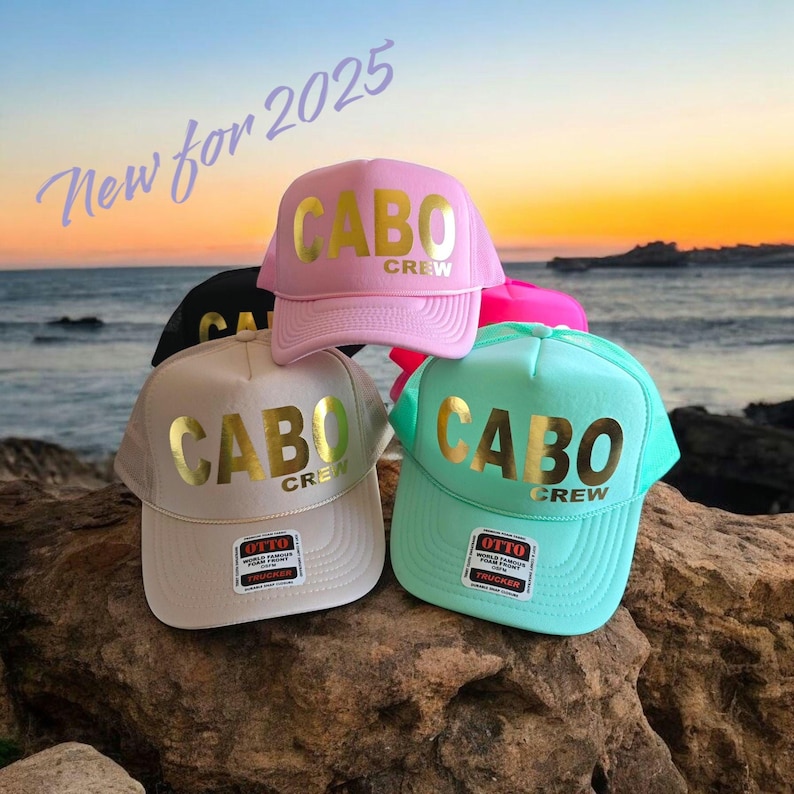 Gold Foil Hat, Customizable Cabo Crew Trucker Hat, Beach Vacation ...