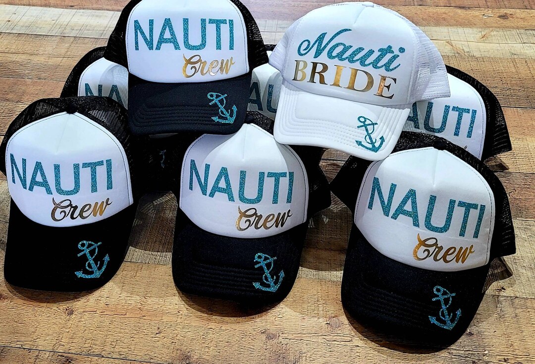 Glitter Nauti Crew Hat, Bachelorette Party, Bridal Party - Etsy