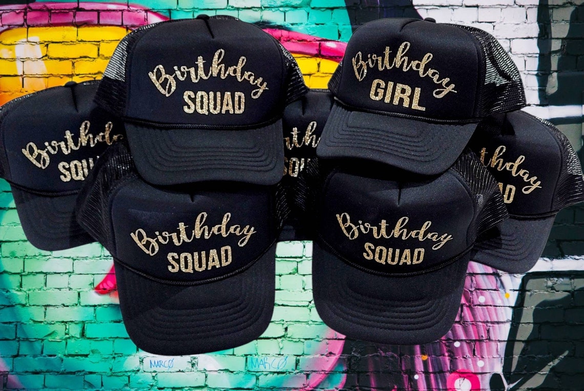BIRTHDAY SQUAD HATS Totally Customizable Trucker Cap / Pool - Etsy