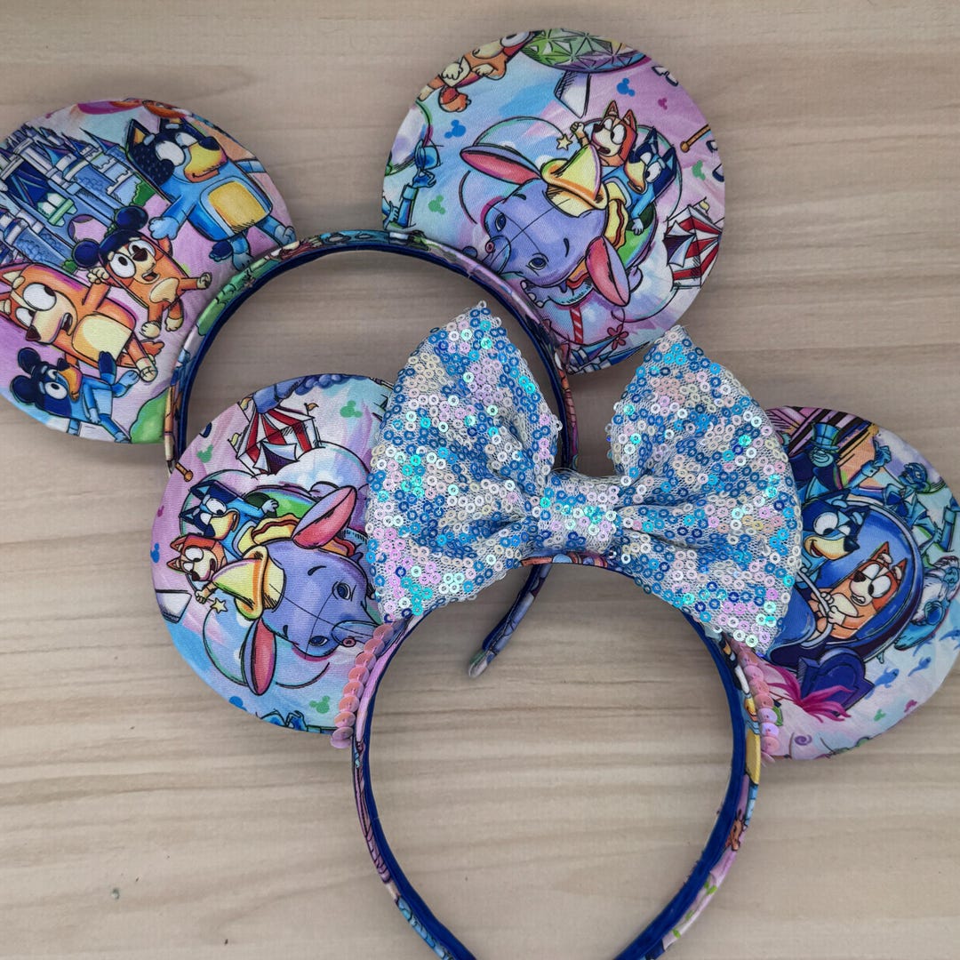 Bluey Bingo in the Parks Mickey Ears - Heeler, Mouse, Castle, Magic ...