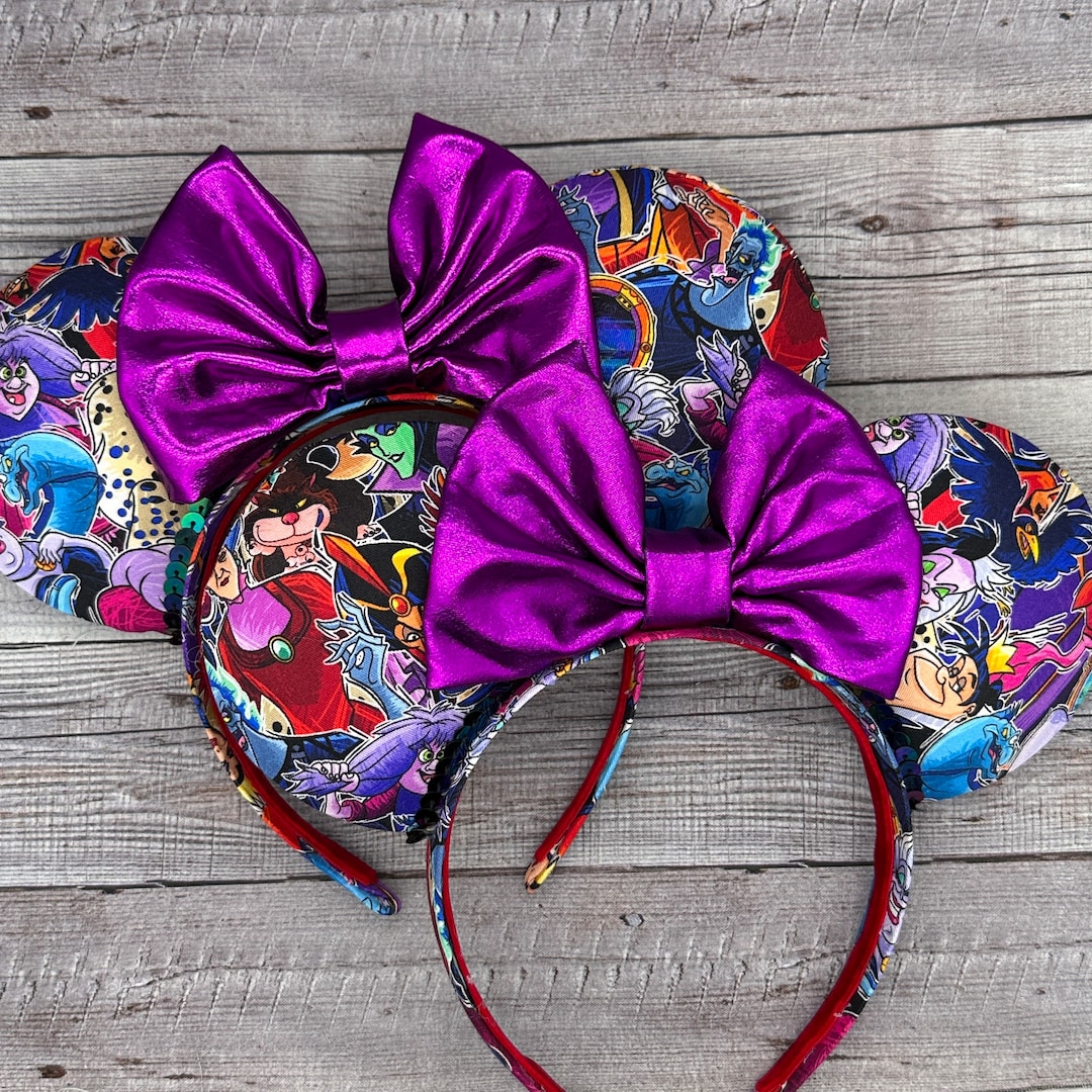 Villain Mouse Ears Epcot, Minnie, Mouse, Ursula, Hades, Facilier, Maleficent, Evil Queen, Hook ...