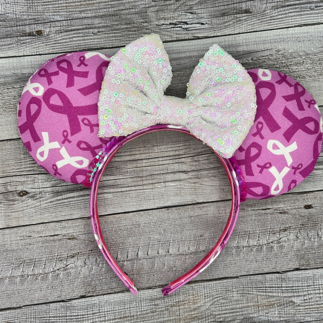 Breast Cancer Ribbon Ears - Mouse, Minnie, Mouse, October Awareness ...