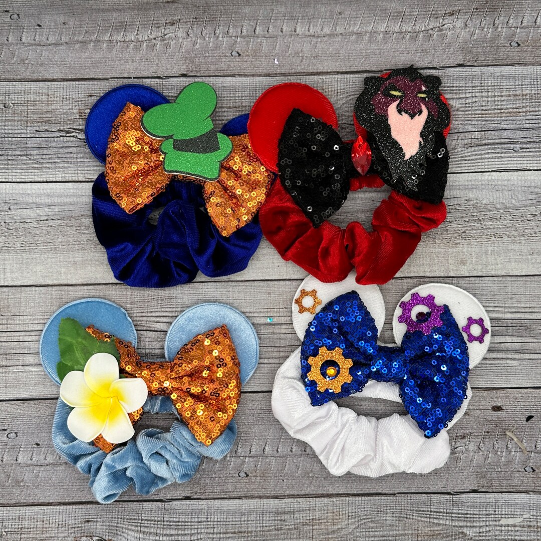 Mouse Ear Scrunchies Castles Goofy, Scar, Carousel of Progress, Island ...