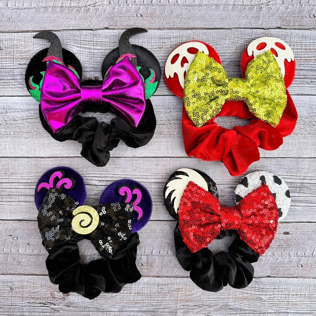 Mouse Ear Scrunchies villains, Poison Apple, Ursula, Cruelal ...