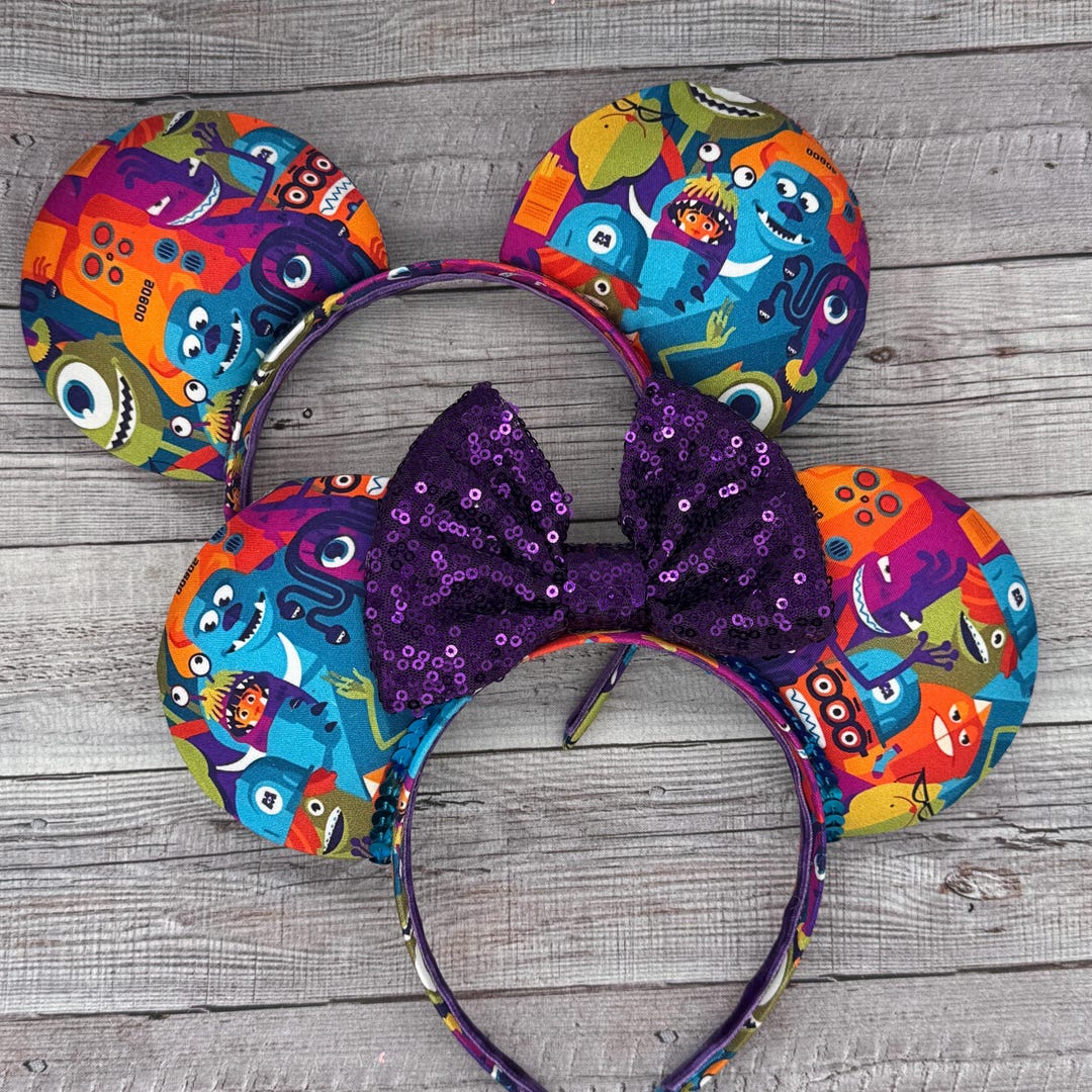 Monsters Inc Mouse Ears: Sulley, Mike & Boo - Blue Sequin Trim - Etsy