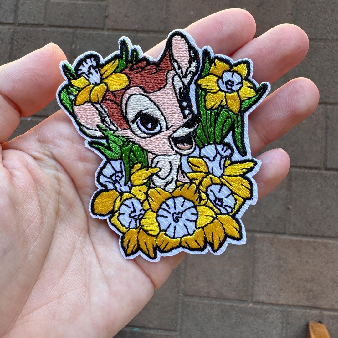 Bambi Iron-on Patch - Bambi, Jacket, Backpack, Hat, Deer, Flower - Etsy