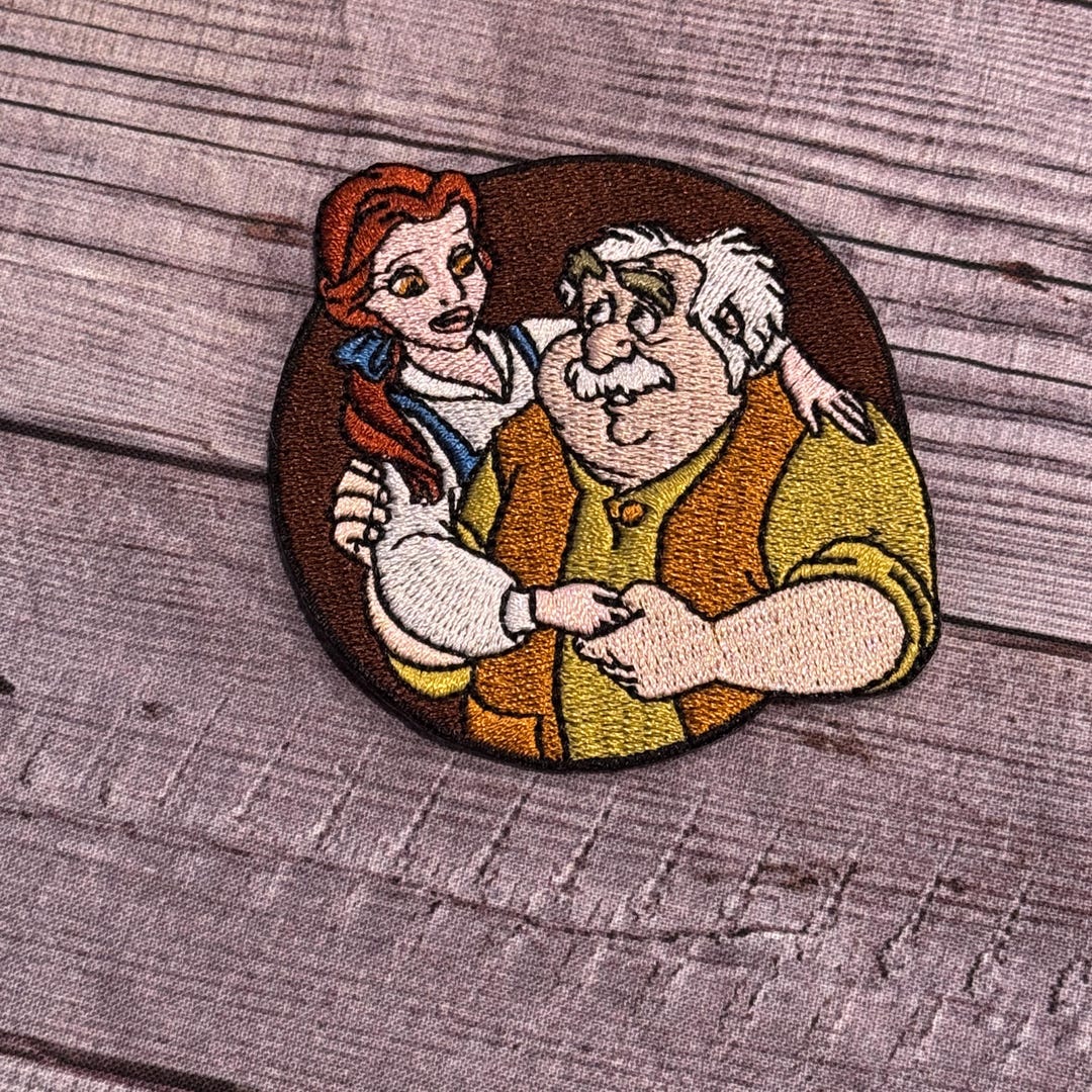 Belle & Father Maurice Iron-on Patch -pixar, , Jacket, Backpack, Hat ...