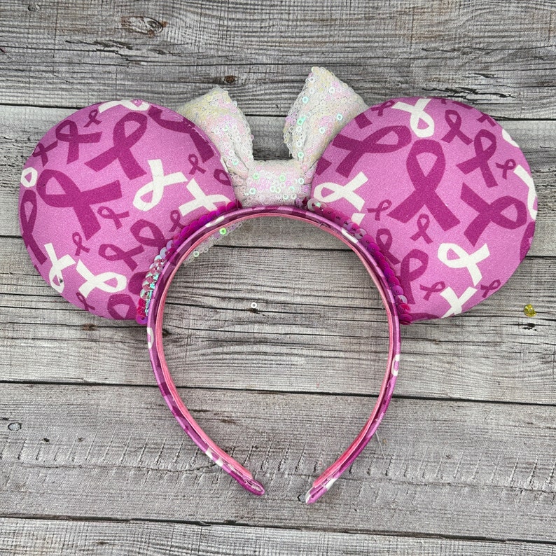 Breast Cancer Ribbon Ears Mouse Minnie Mickey October - Etsy