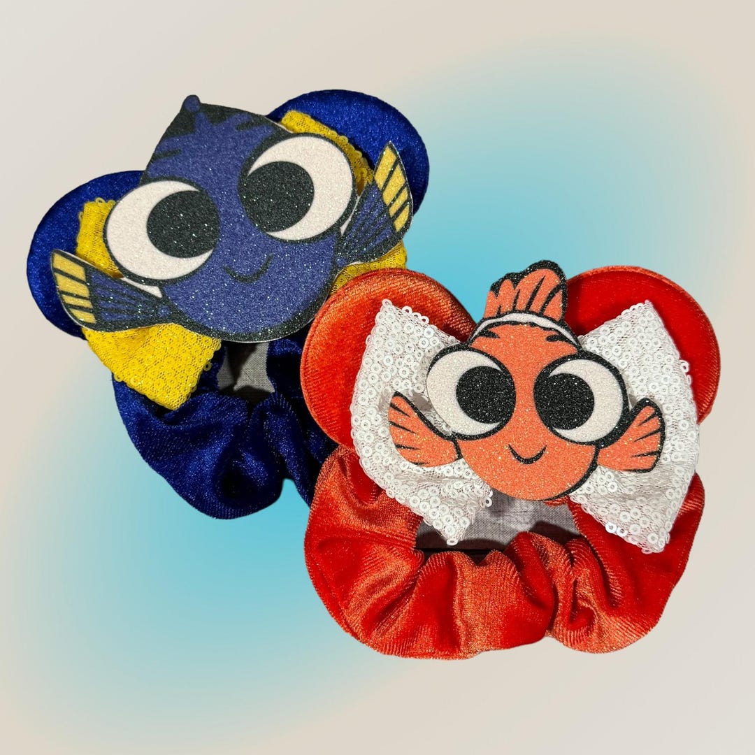Finding Nemo Mouse Ear Scrunchies - Nemo and Dory Pixar - Etsy