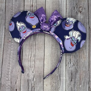 Ursula Face Villain Ears - Minnie Mouse, Halloween, Ariel, Little ...