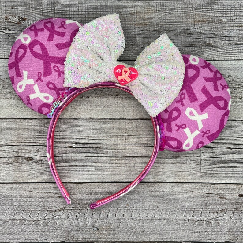 Breast Cancer Ribbon Ears Mouse Minnie Mickey October - Etsy