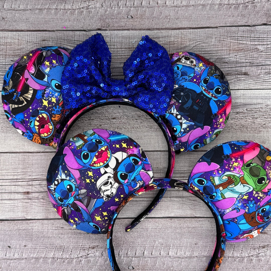 Stitch Star Wars Mash up Mouse Ears Minnie, Luke Yoda Mouse, Lilo, Blue ...