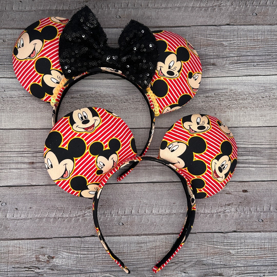 Classic Mouse Face Stripe Ears -castle, Glitter, Red Dots, , Steamboat ...