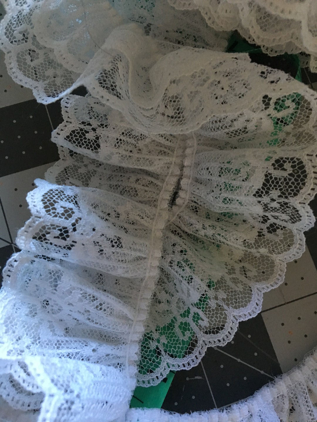 Double Layered Ruffle 1" Polyester Lace - Various Colors, by the Yard ...