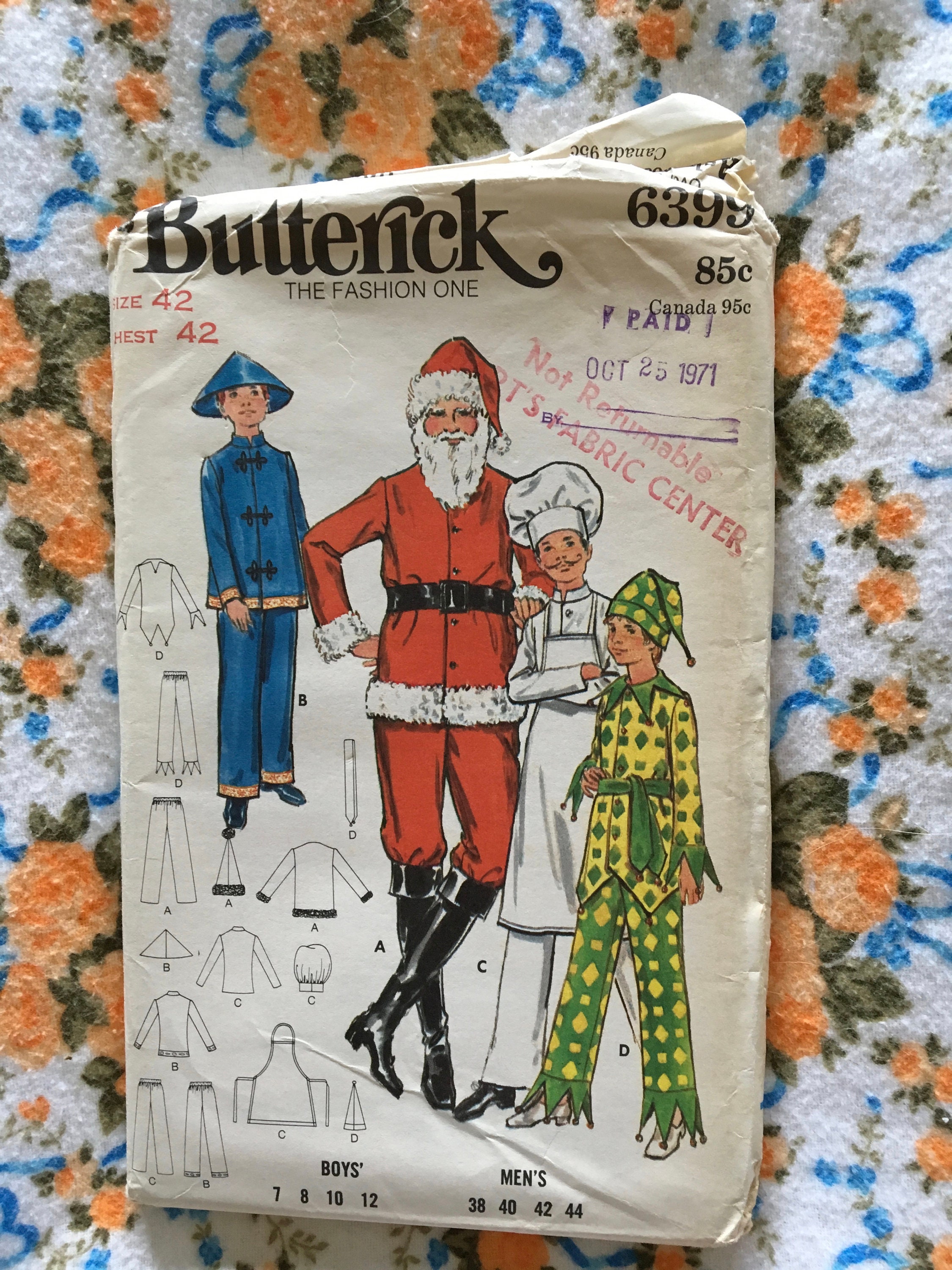 Butterick Sewing Pattern 6399 HALLOWEEN COSTUMES From 1971 - Etsy