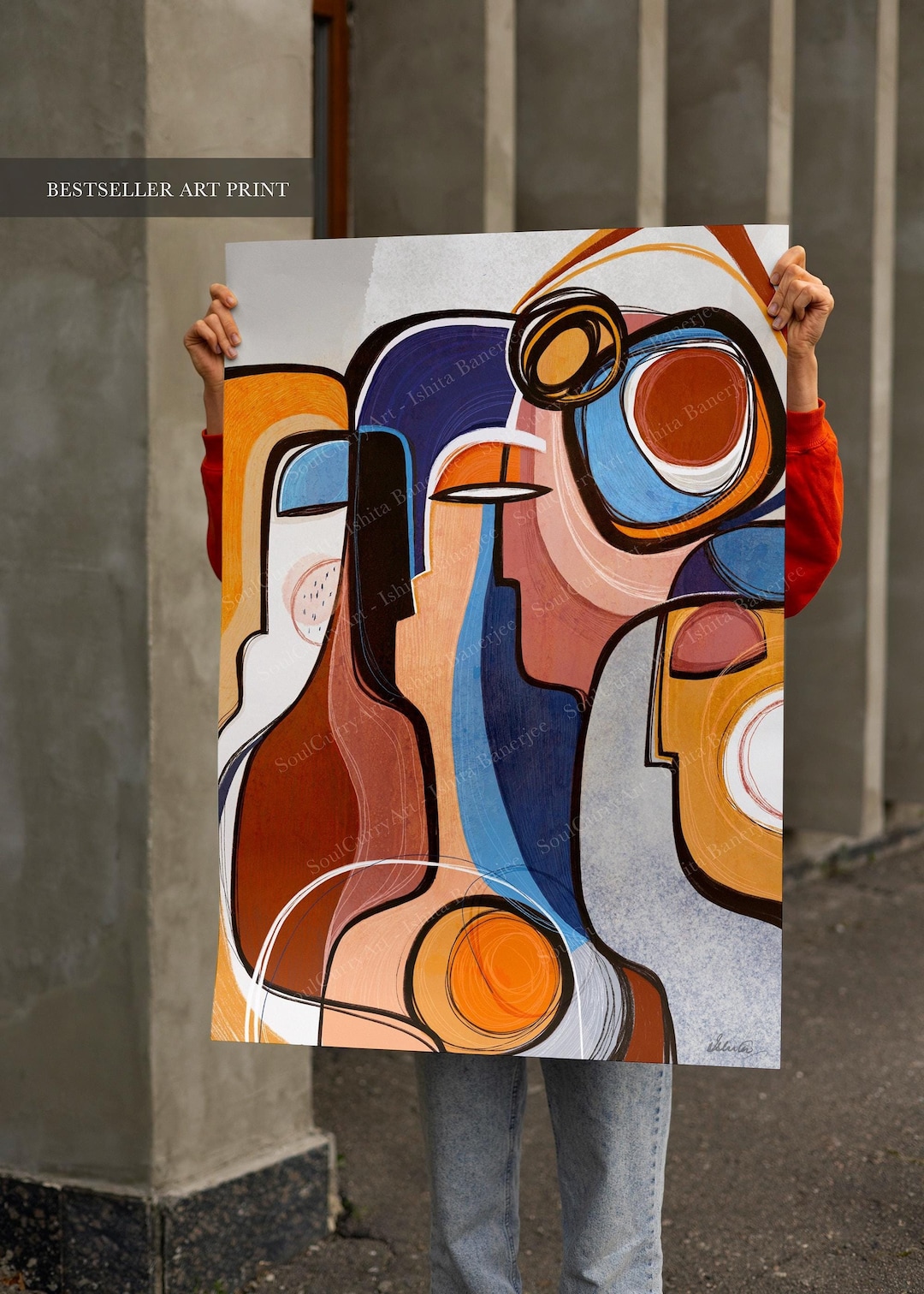 Modern Cubist Faces Art Print: Mid-century Modern Home Decor - Etsy