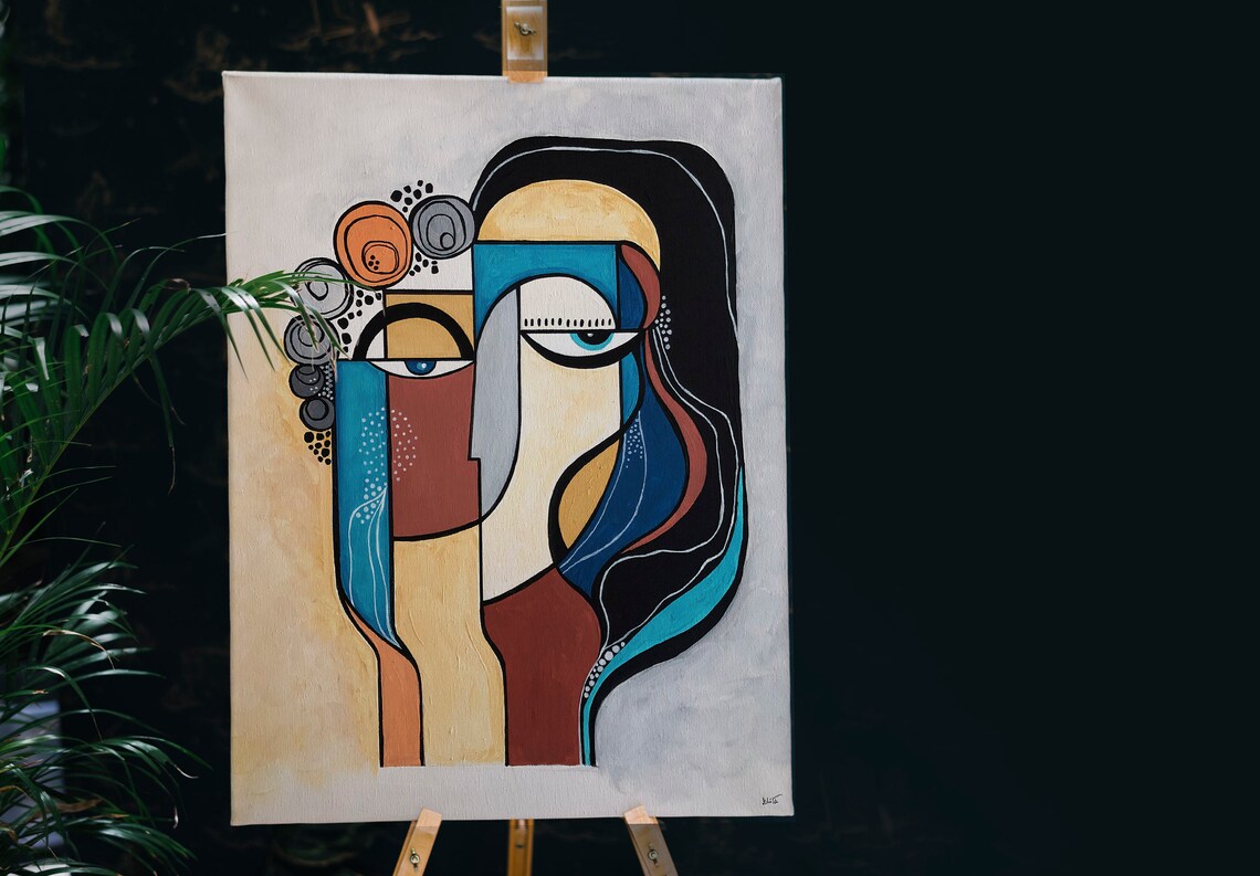 Original Art Mixed Media Abstract Art Abstract Faces - Etsy