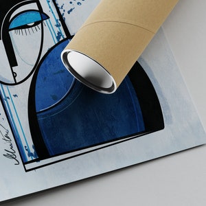 Blue Faces Set of 2, Modern Abstract Art, Blue Art Prints, Faces ...