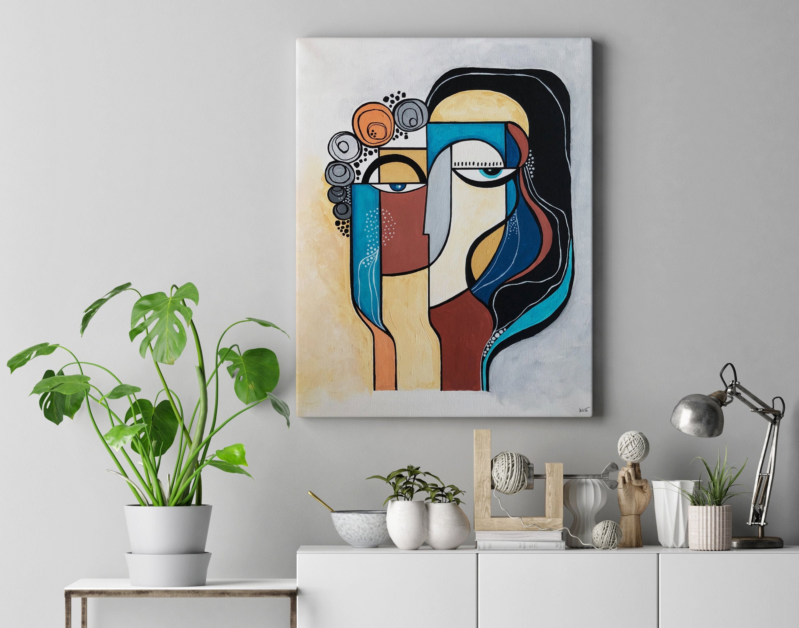 Original Art Mixed Media Abstract Art Abstract Faces - Etsy