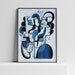 Blue Faces Abstract Art Prints: Modern Cubist Set of 2 - Etsy