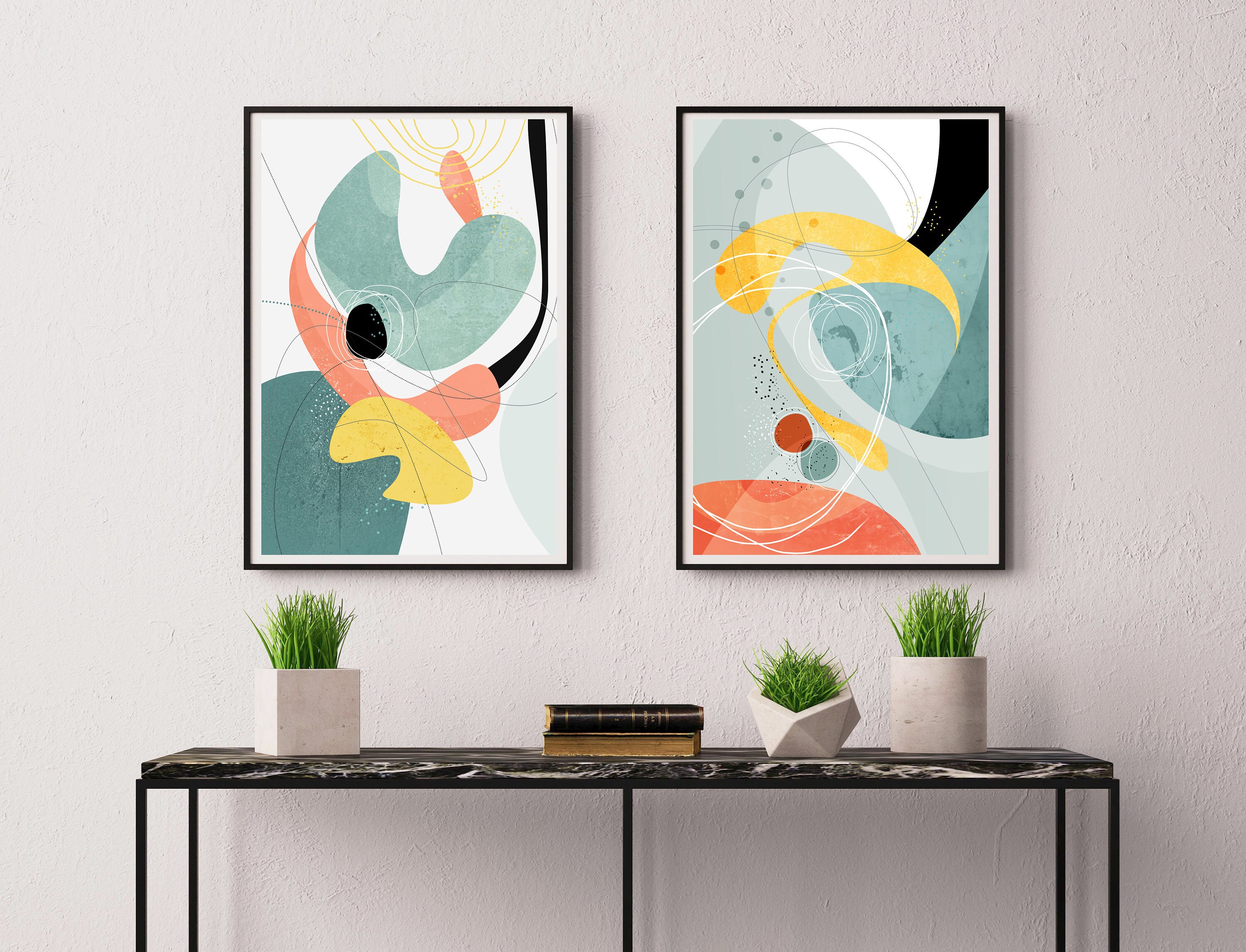 Galactic: Set of 2 Large Art Prints Modern Abstract Nature | Etsy