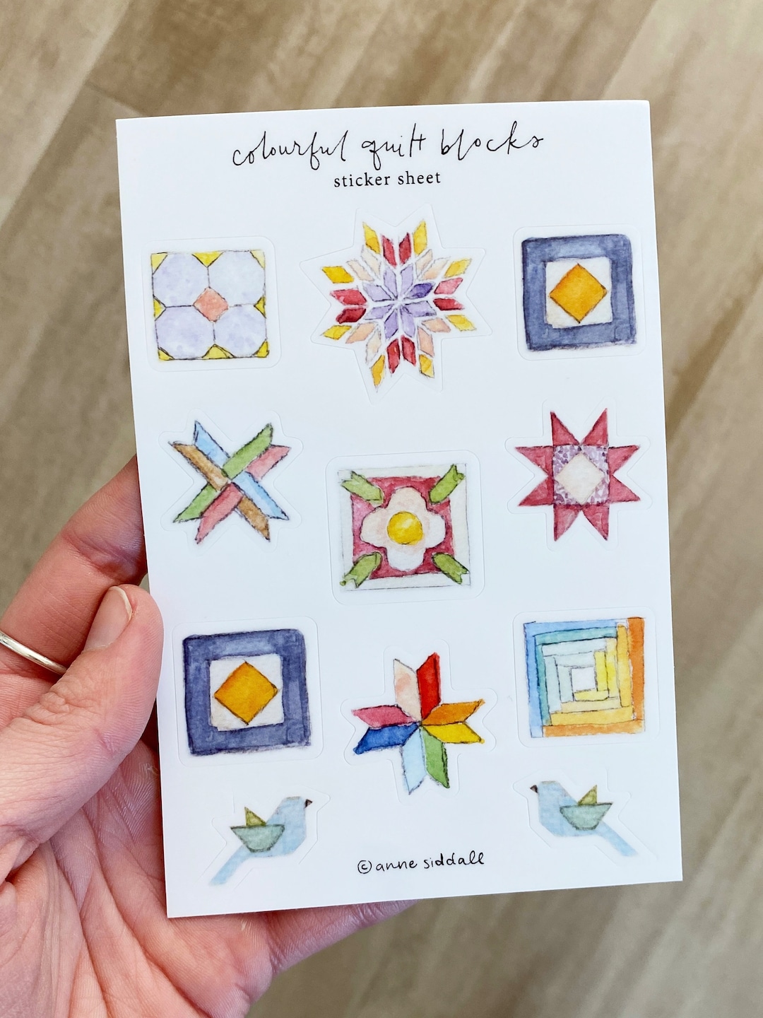 Colorful Quilt Block Vinyl Stickers, 4x6 Sticker Sheet, Quilt Block ...