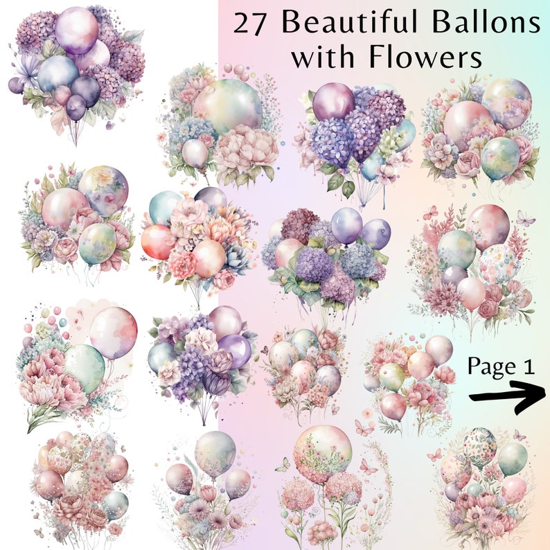 Watercolor Balloons Clipart Bundle, Birthday Clipart, Balloons Clipart ...