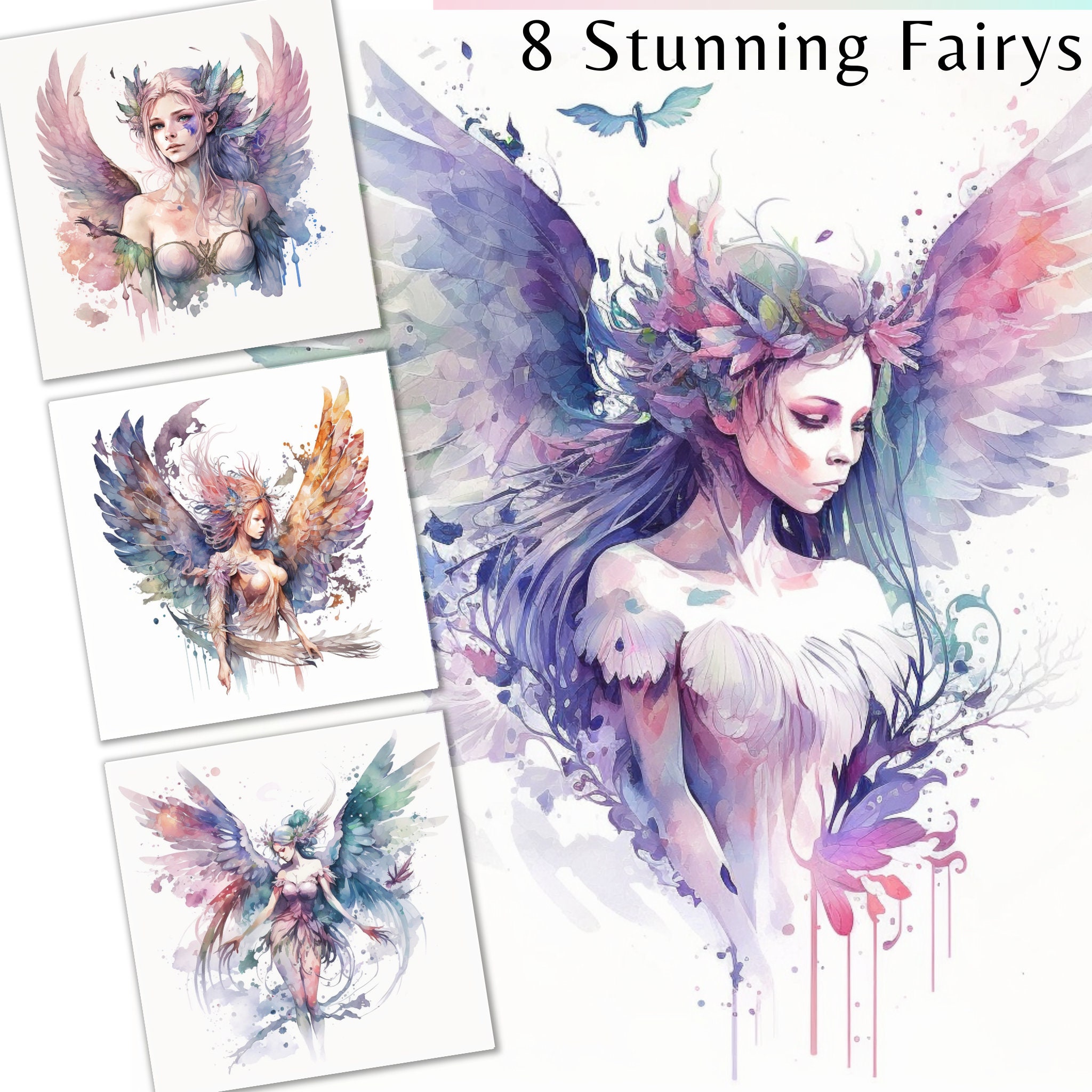 Watercolor Fairy Clipart Fantasy Creatures Clipart Bundle - Etsy