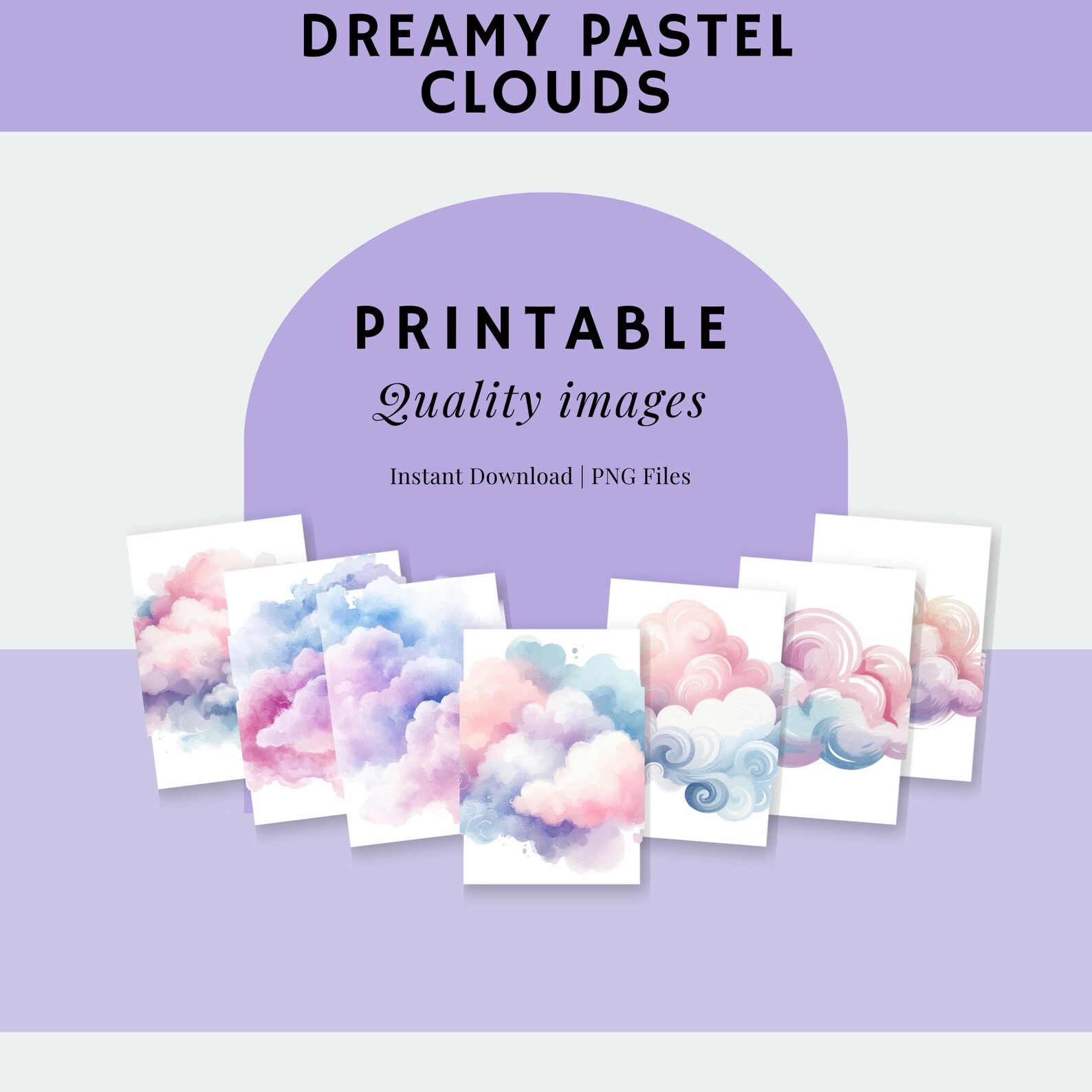 Pastel Cloud Clipart PNG | Watercolor Sky Backgrounds | Dreamy ...