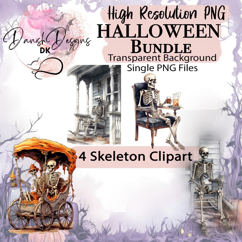 Spooky Halloween Clip Art Bundle, 54 Spooky Watercolor Images Pumpkin ...