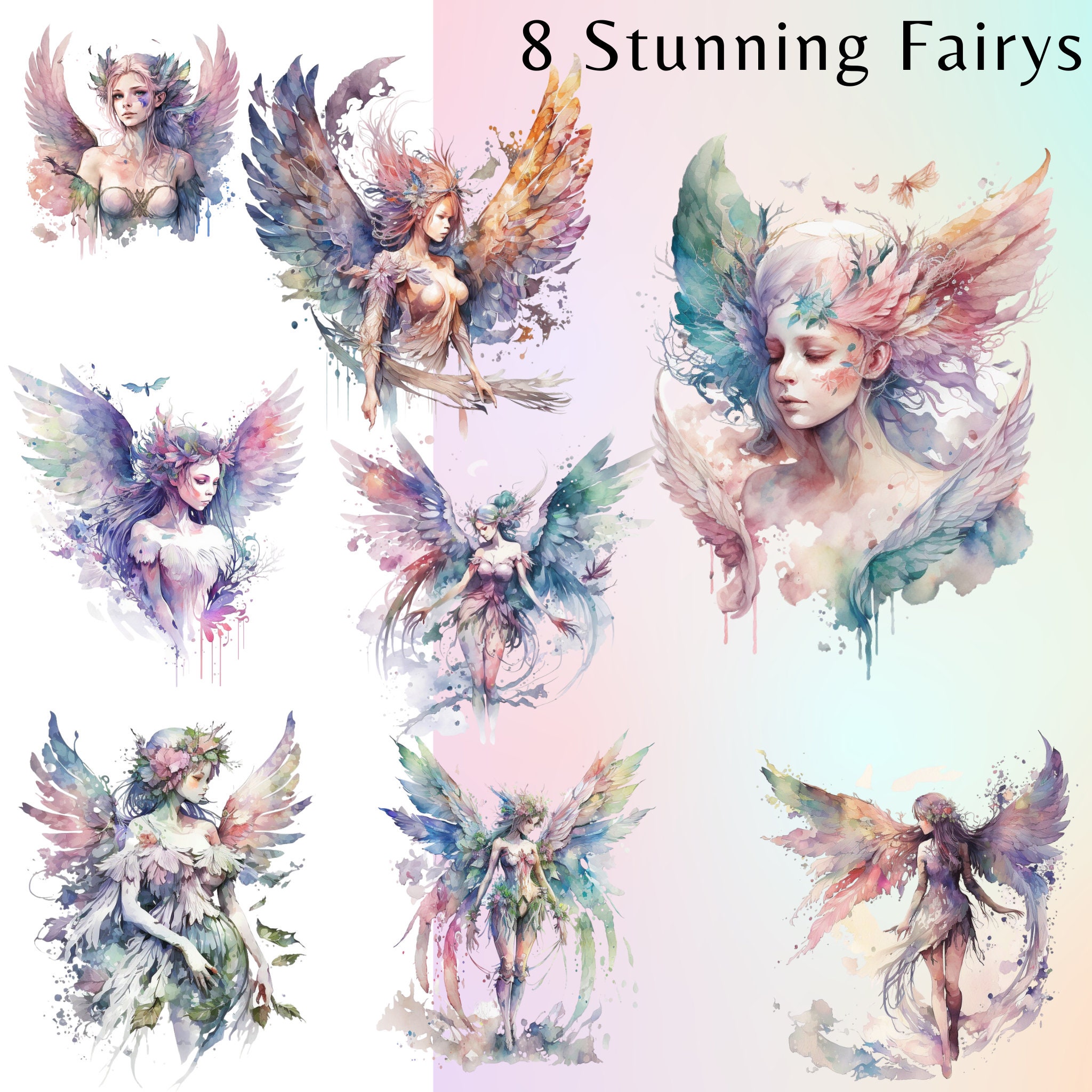 Watercolor Fairy Clipart Fantasy Creatures Clipart Bundle - Etsy