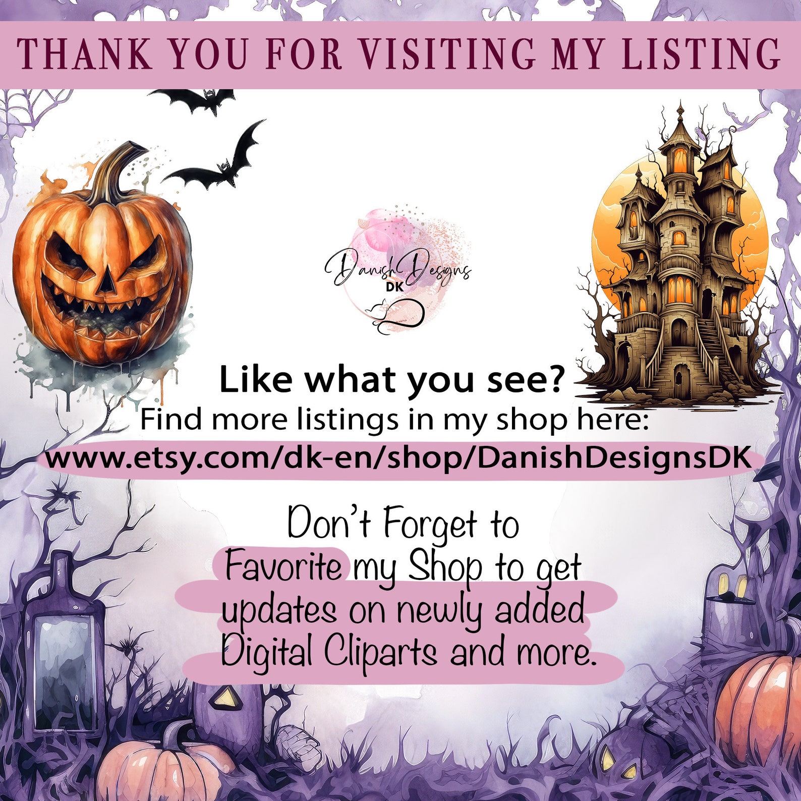 Spooky Halloween Clip Art Bundle, 54 Spooky Watercolor Images Pumpkin ...