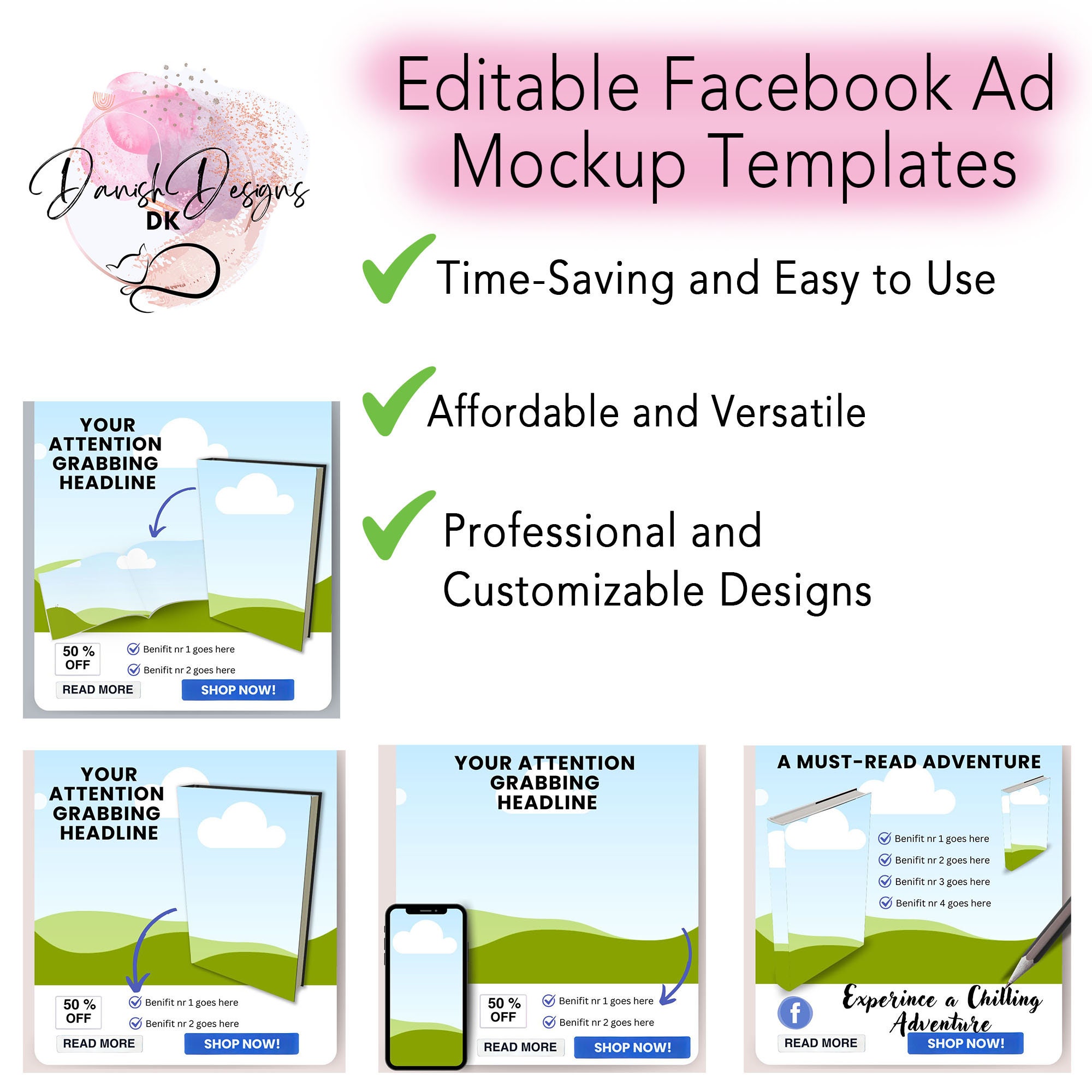 Canva Mockup Facebook Ads Mock-up Templates - Canva Ready 5 Templates ...