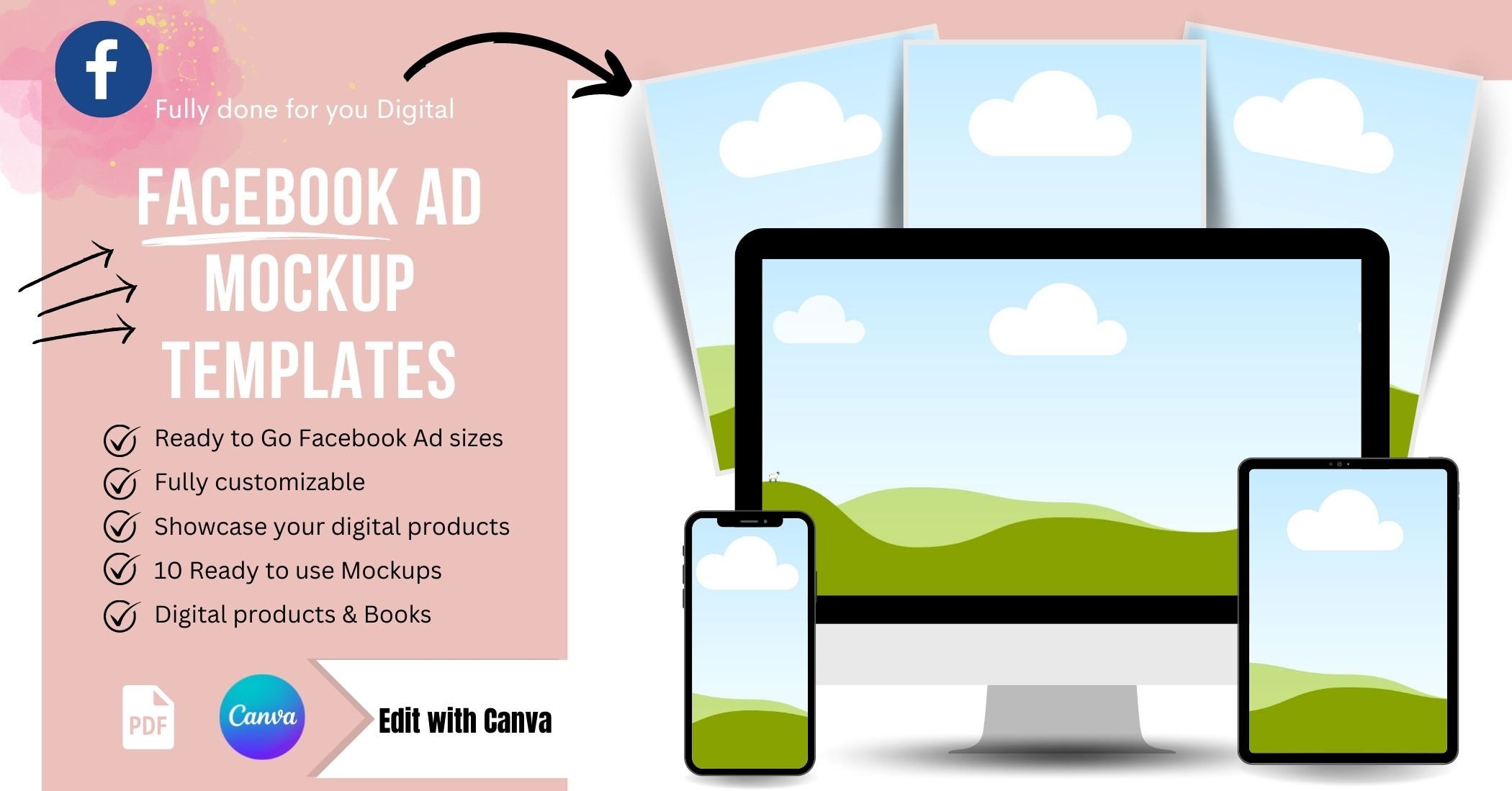 Canva Mockup Facebook Ads Mock-up Templates - Etsy